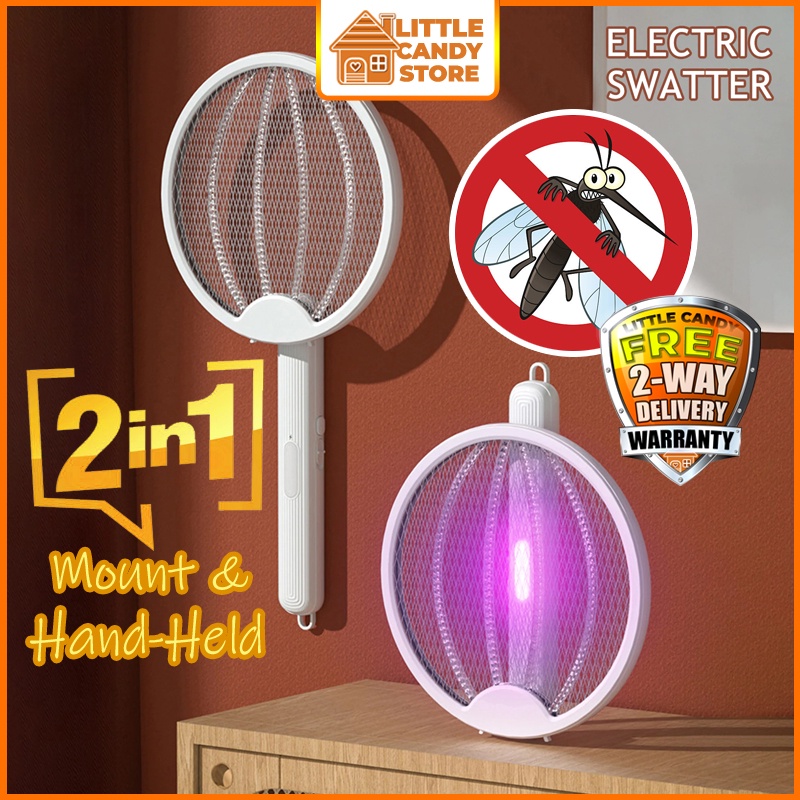 Mosquito Swatter LED Light Electric Insect Racket USB Rechargeable ...