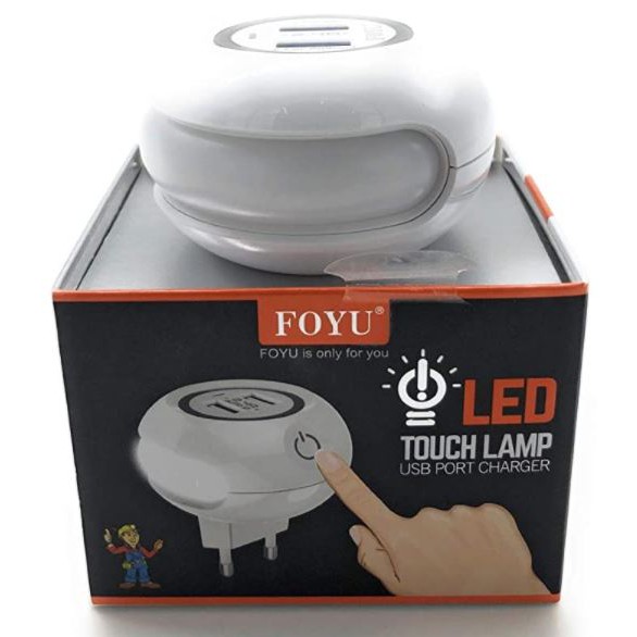 FOYU FAST CHARGER WITH 2 USB ANDROID-IOS 2.4A + LED TOUCH NIGHT LAMP ...