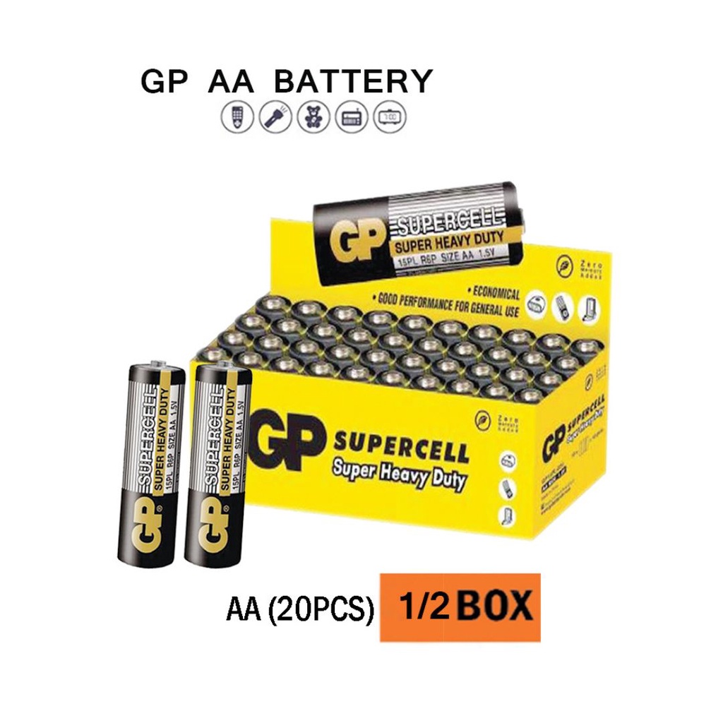 GP Supercell Heavy Duty Battery AA & AAA (1Box - 40Pcs) / Bateri GP AA ...