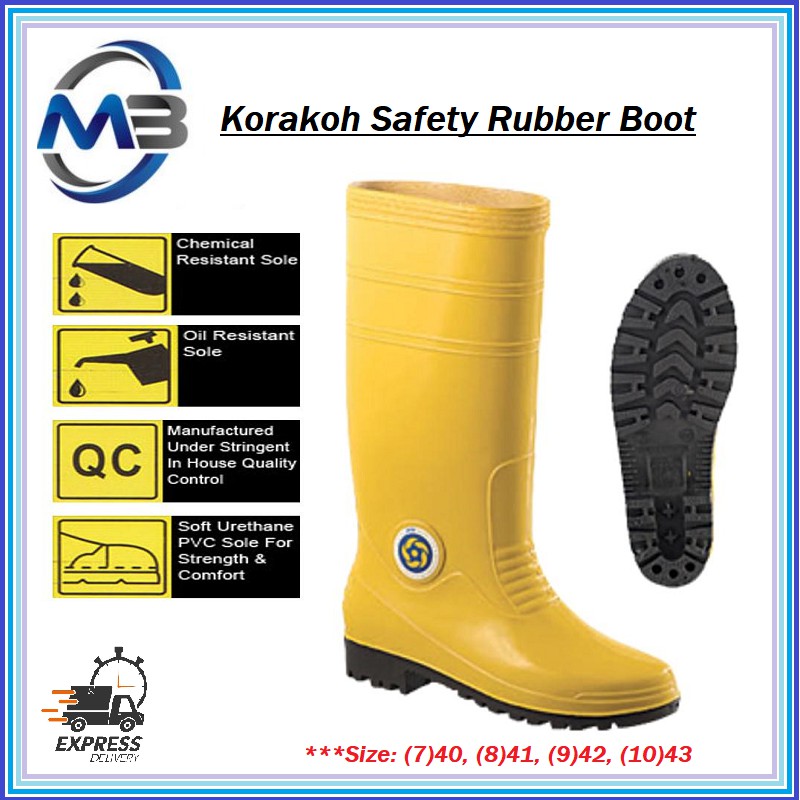 #7000 KORAKOH SAFETY RUBBER BOOT (YELLOW) | Shopee Malaysia