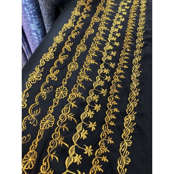 Selendang Sulam Hitam Exclusive Benang Emas (Black Gold) | Shopee Malaysia
