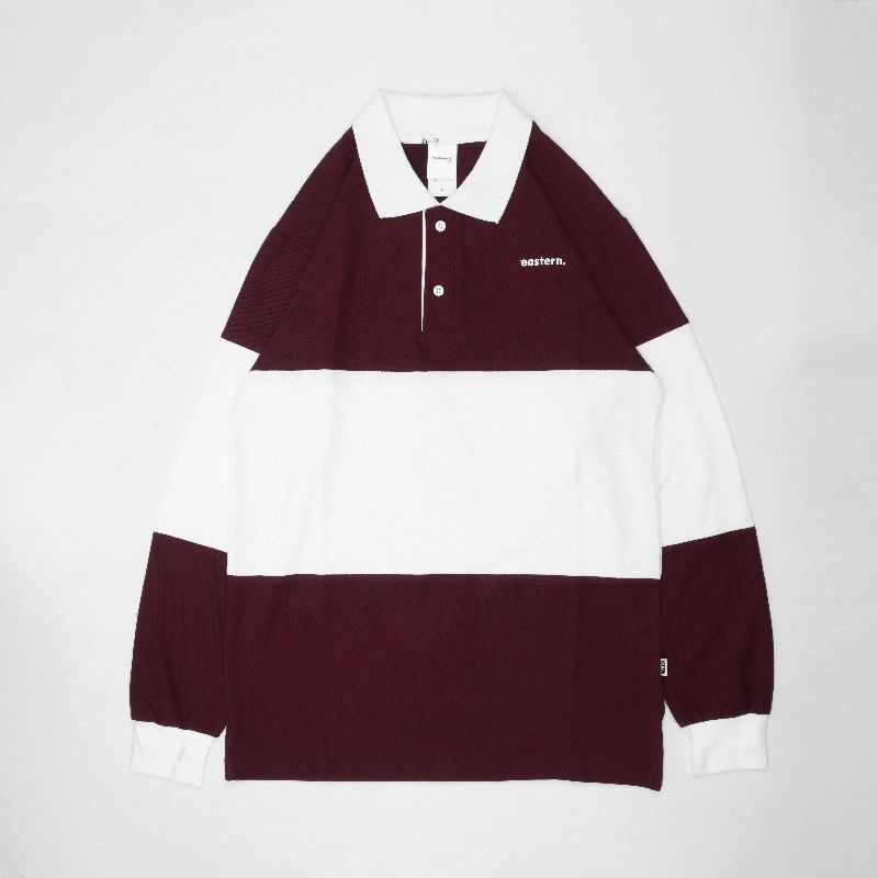 MERAH Easternwood Rugby Shirt Long Sleeve Polo Shirt Long Sleeve Maroon ...