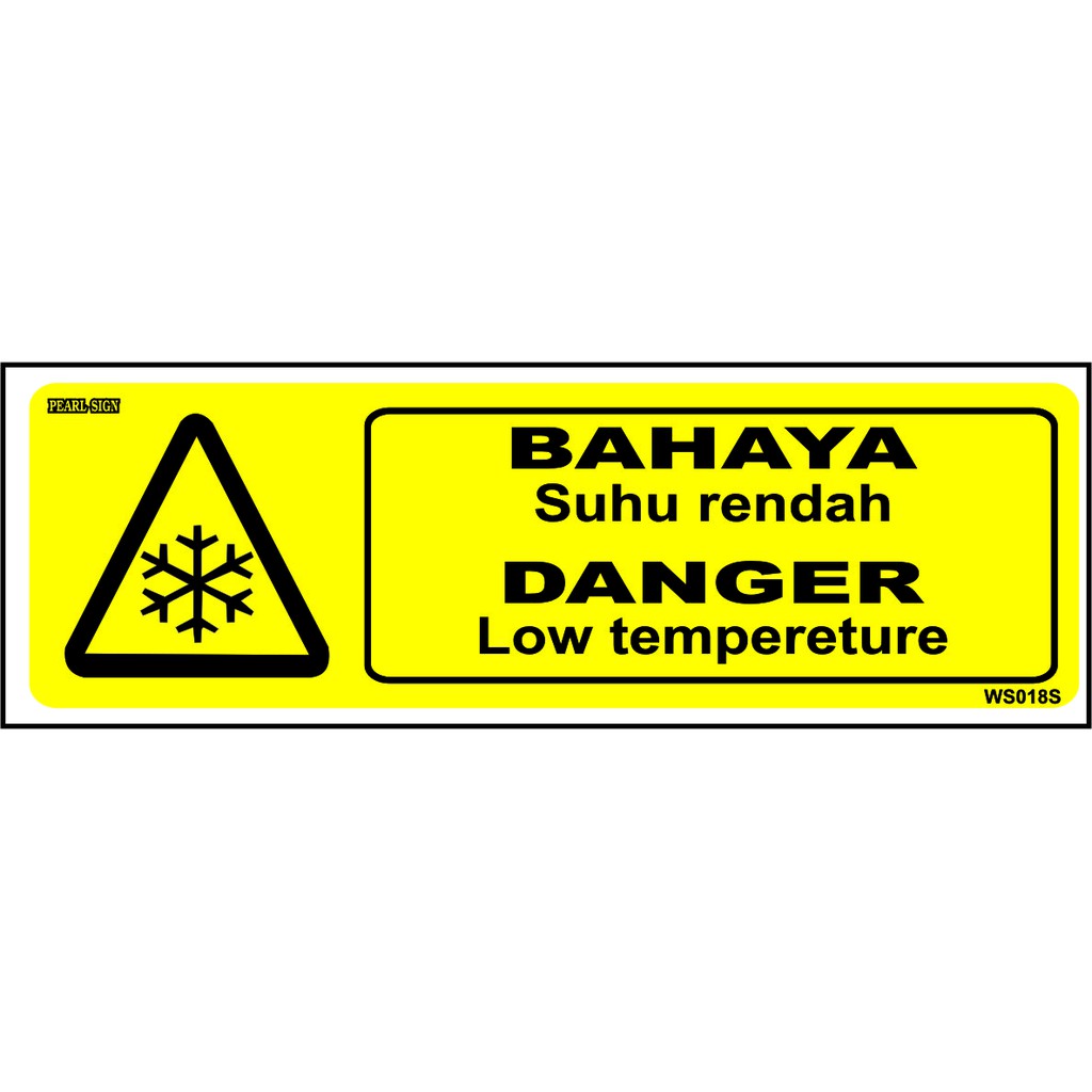 WARNING SAFETY SIGN "DANGER LOW TEMPERATURE" STICKER(100X300MM)3PCS/PKT ...
