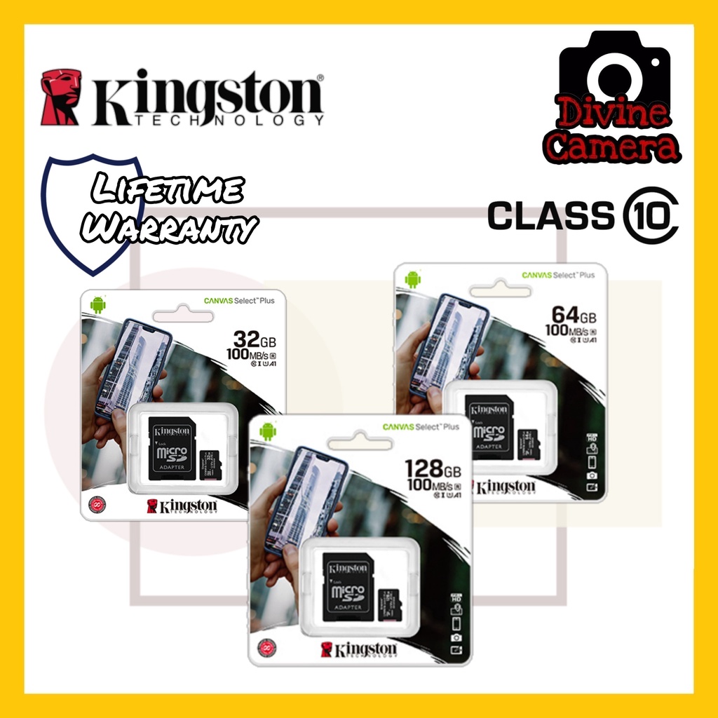 Kingston Micro SD Card 128GB / 64GB / 32GB Memory Card 100MB/s Canvas Select Plus Class 10 UHS-I ...