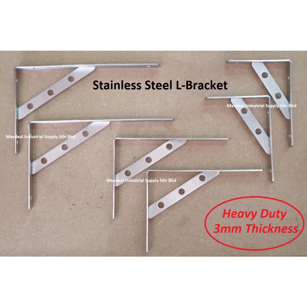 Heavy Duty Stainless Steel L-Bracket 3MM Thickness / Shelf Bracket ...