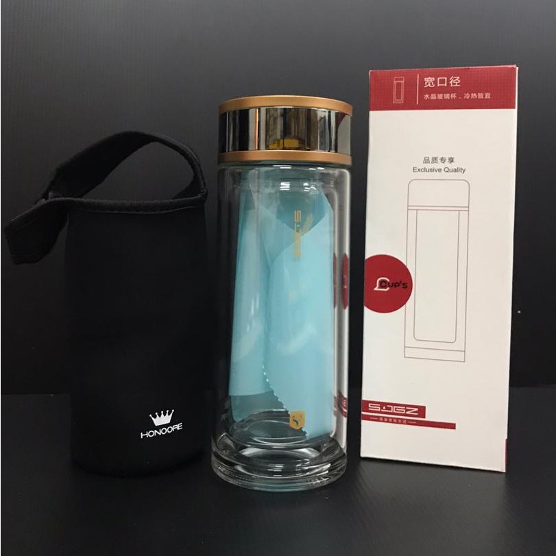 Double Layered Class Tea Bottle With Filter Thermal Flask Glass Tumbler ...