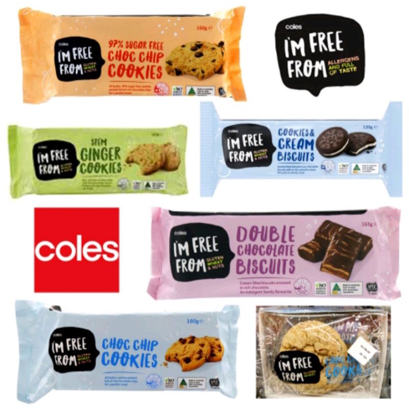 COLES 97% Sugar Free Chocolate Chip Cookies / Double Chocolate Biscuits ...