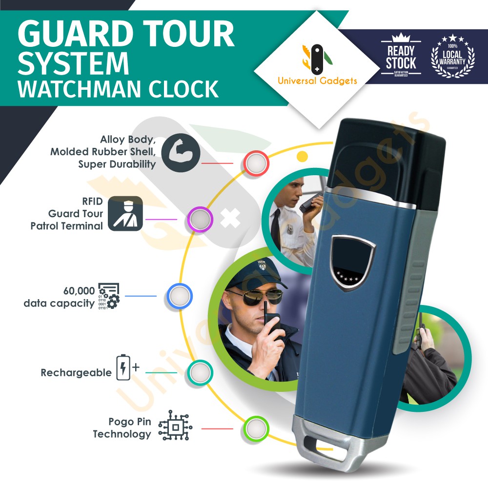 Universal Gadgets Waterproof RFID Guard Tour System Watchman Clock ...