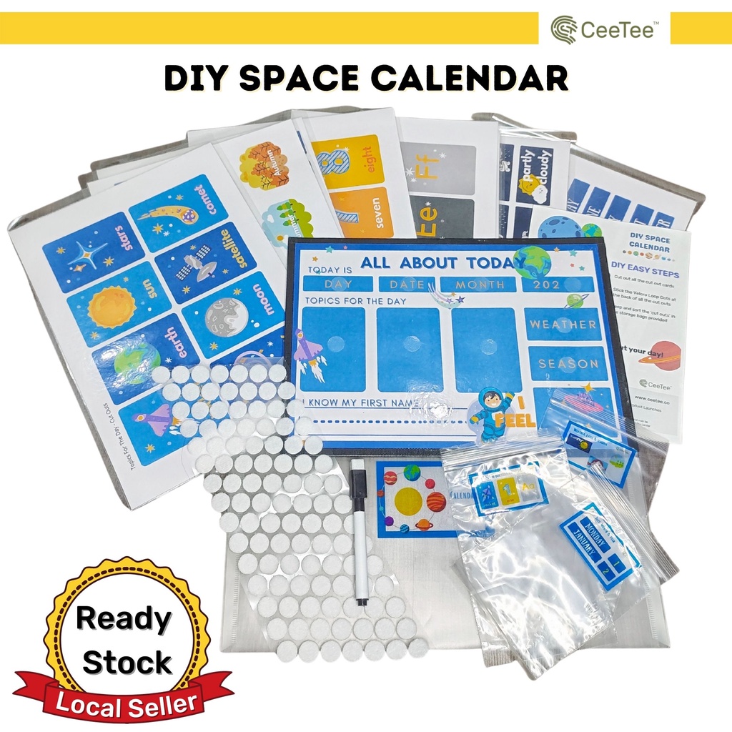 Space Calendar Montessori Early Learning Kids DIY Chart | Preschool ...