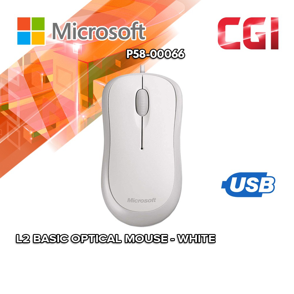 Microsoft L2 Basic Optical USB Comfort Mouse - White (P58-00066) | Shopee Malaysia