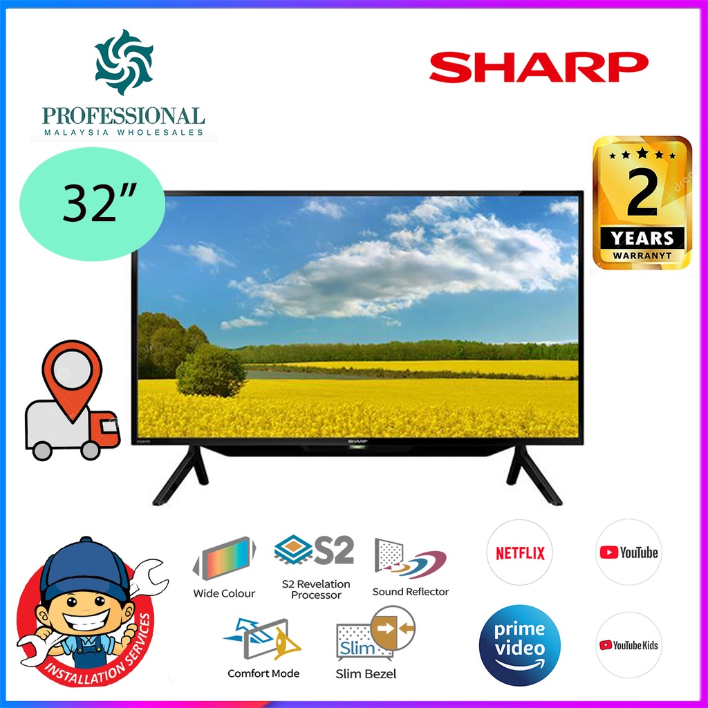 Sharp AQUOS 32 Inch HD Ready Easy Smart TV 2TC32DF1X Screen Mirroring ...