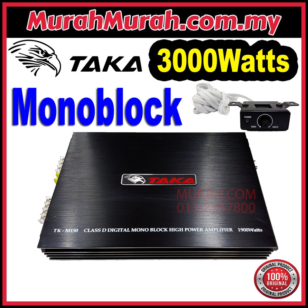 High Performance Car Amplifier 3000Watts 2CH Channel TAKA MonoBlock High Power Amp TK-M150.1 ...