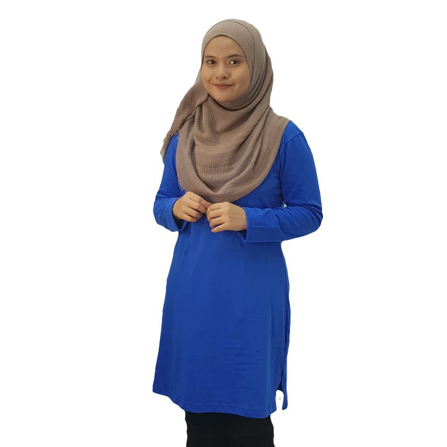 Women Plain Premium Cotton Muslimah Blouse Shirts Casual Long Sleeved ...