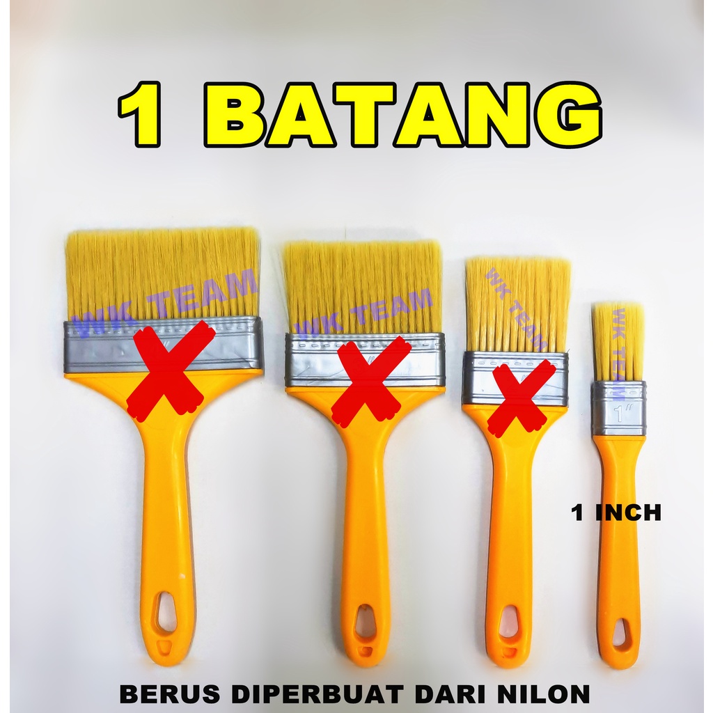 [ 1 PIECE BATANG ] - HALAL Nylon Paint brush / Cat Berus Nilon ( 1 / 2 / 3 / 4 inch inci ...