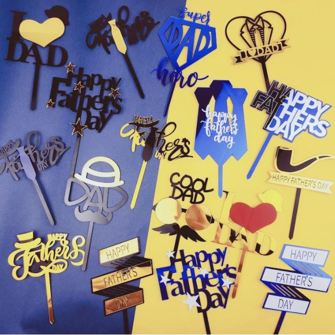 New Super Dad Acrylic Cake Topper Gold Dad Father Birthday Cake Topper ...