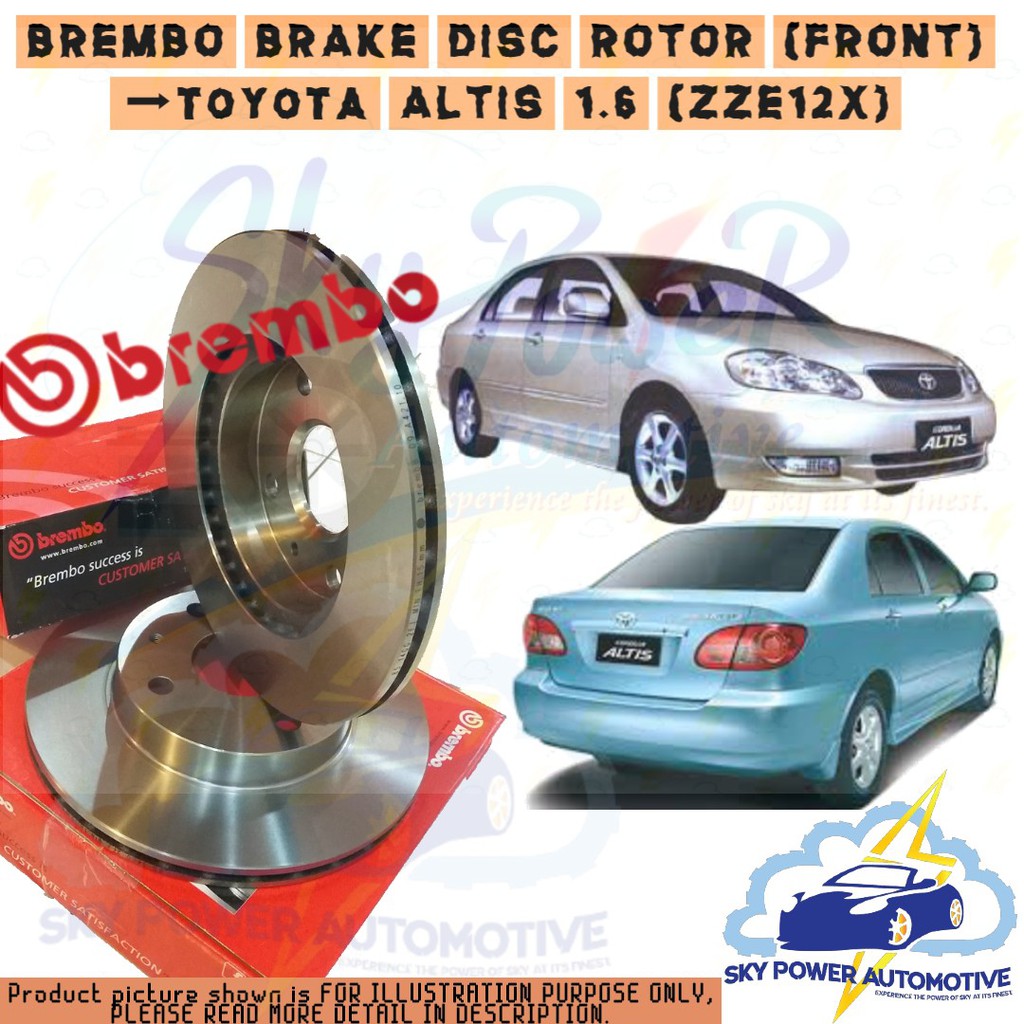 BREMBO TOYOTA ALTIS 1.6 (ZZE121) BRAKE DISC ROTOR (FRONT) | Shopee Malaysia
