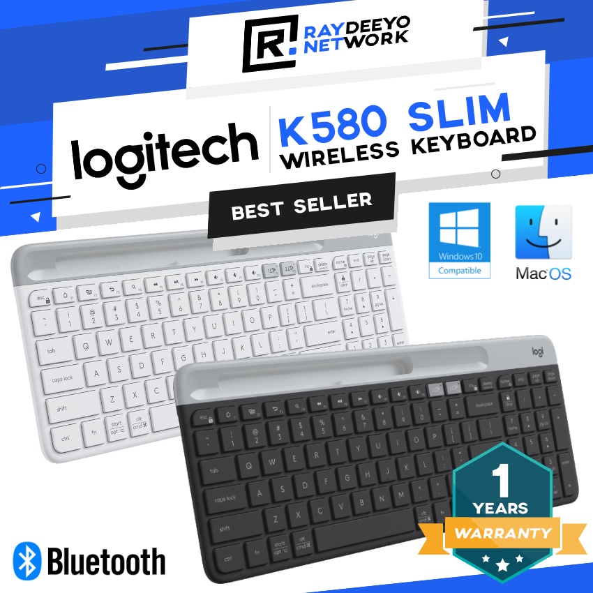 Logitech K580 Slim Wireless Multi-Device Keyboard [Compact/Easy Switch ...