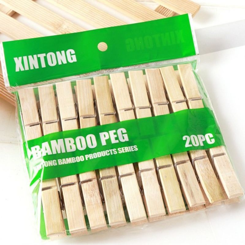 20pcs Bamboo Clip Clothes Clip Multifunctional Clothes Clip Windproof ...