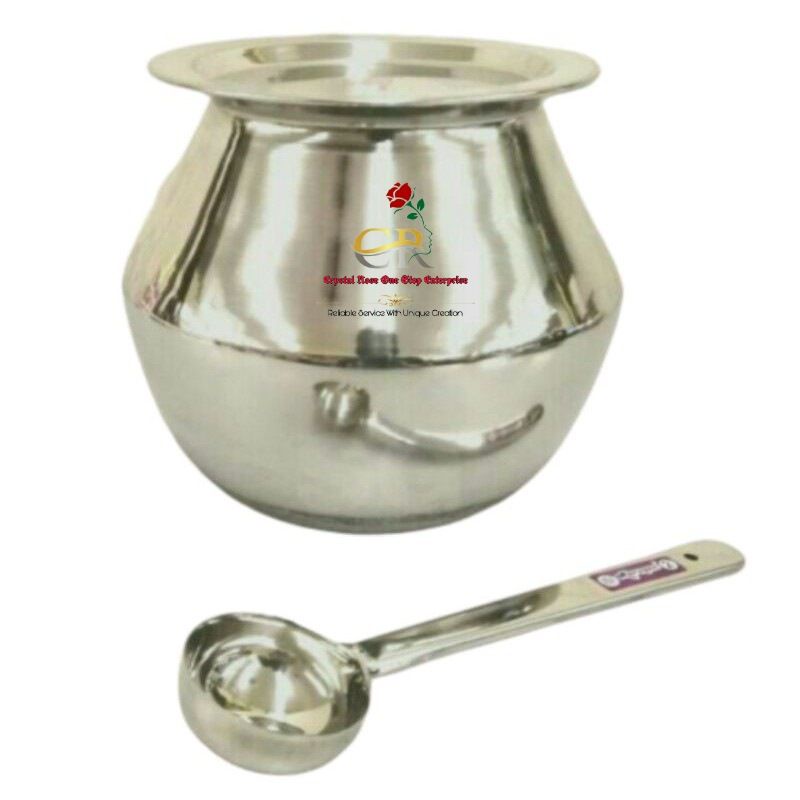 Stainless Steel & Copper Base Ponggal Pannai/Pot With Free Lid | Shopee ...