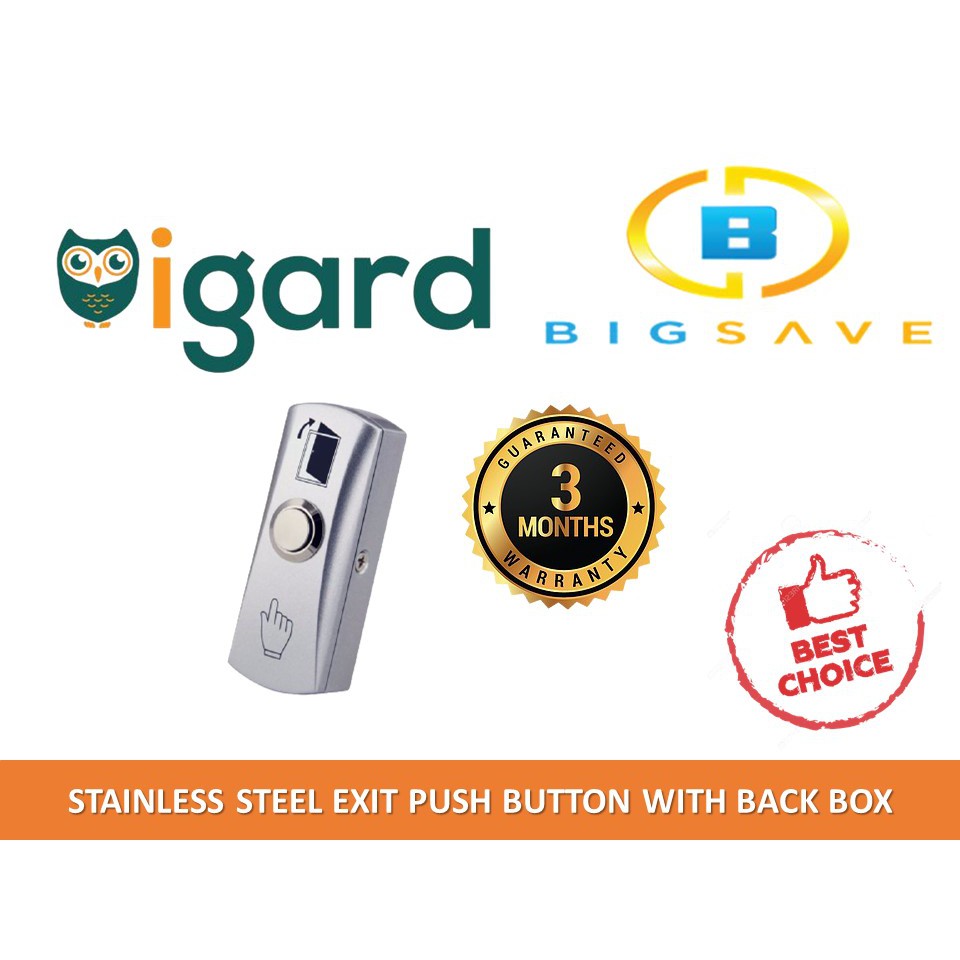 IGARD AC-IDG-IRS-25 STAINLESS STEEL EXIT PUSH BUTTON WITH BACK BOX ...