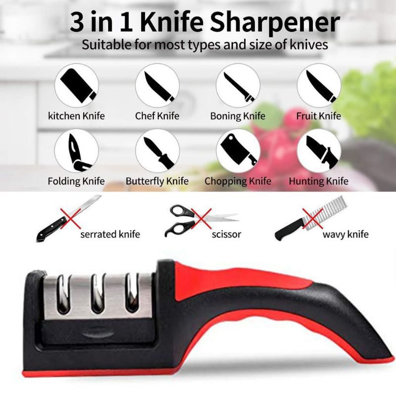 🇲🇾🔥[3pcs] Pengasah Pisau Professional 3 In 1 Untuk Mengasah Pisau ...