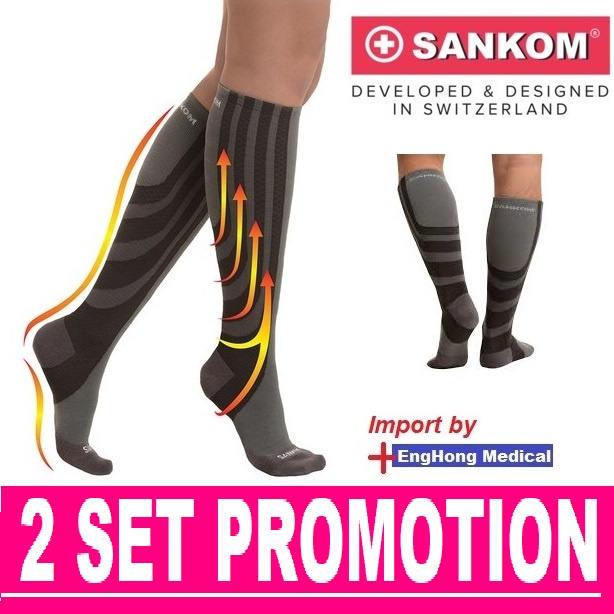 {{2SET PROMO}} Sankom Socks for Blood Circulation Varicos Veins Urat ...