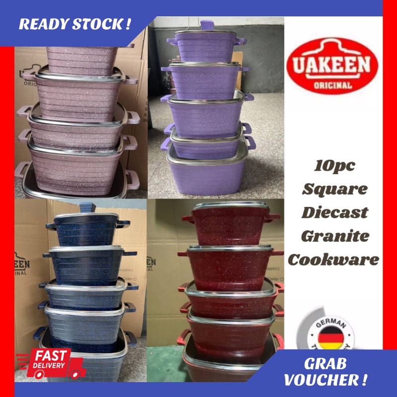 💥OFFER!!💥 10pcs UAKEEN VK-14 Square Cookware Granite Coating (Germany ...