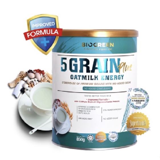 BIOGREEN 5 GRAIN PLUS OATMILK ENERGY POWDER 850G EXP07/2025 | Shopee Malaysia