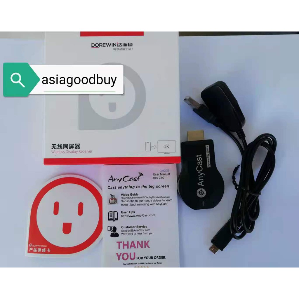 Dorewin达而稳 无线同屏器手机投屏器 Anycast Ezcast Wireless WiFi TV DLNA Airplay Projector Amplifier Mirror ...