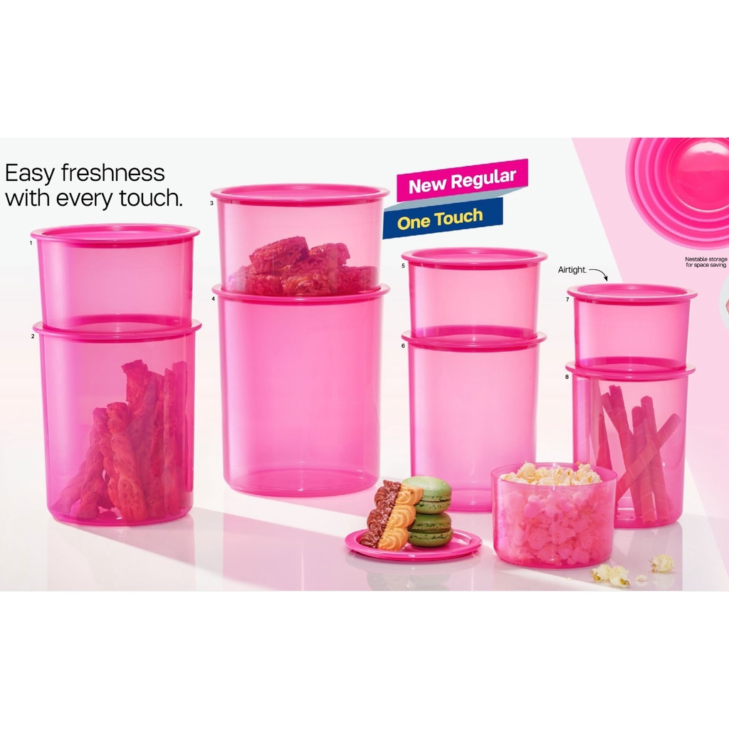 Tupperware One Touch Canister & Deco Canister 3.8L (1.25L to 4 .3L) New Pink One Touch | Shopee ...