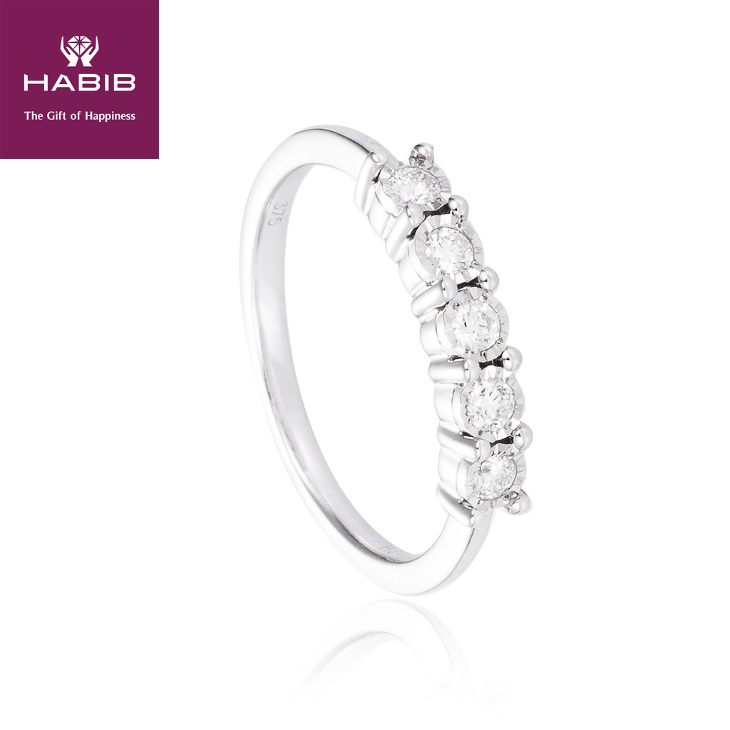 HABIB Round Diamond Ring in 375/9K White Gold 24628 | Shopee Malaysia