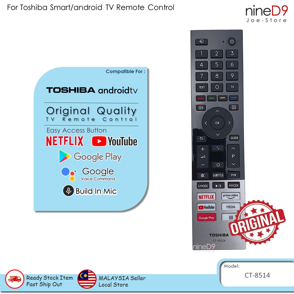Original Quality *TOSHIBA* Android Smart TV Remote Control With Voice ...