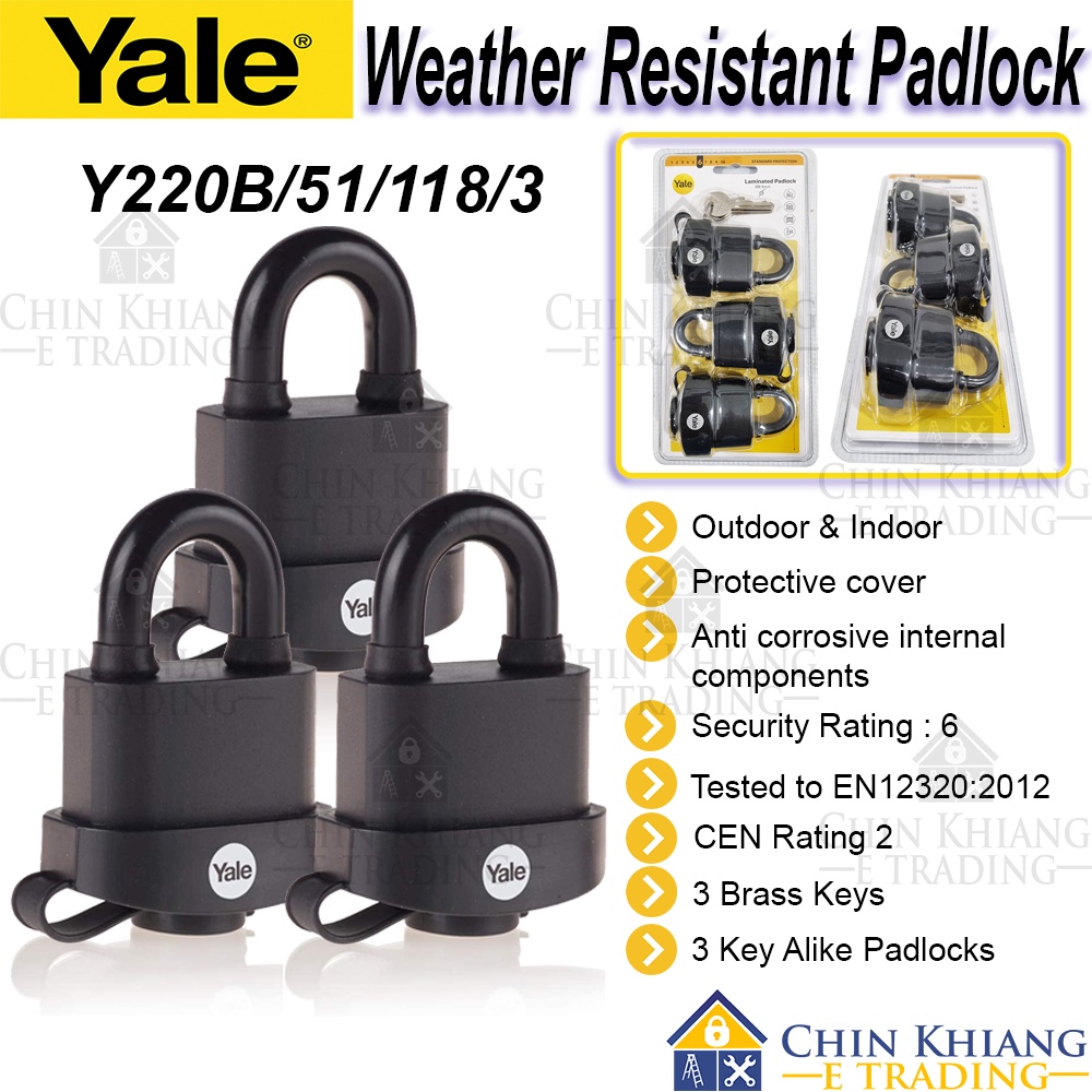 Yale Y220B/51/118/3 Classic Series Weather Resistant Laminated Steel ...