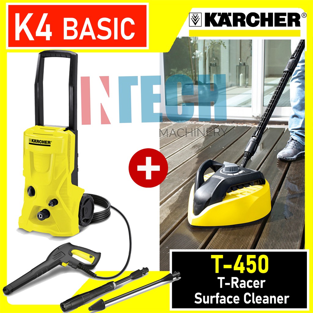 KARCHER K4 BASIC HIGH PRESSURE CLEANER C/W T450 T-RACER SURFACE CLEANER ...