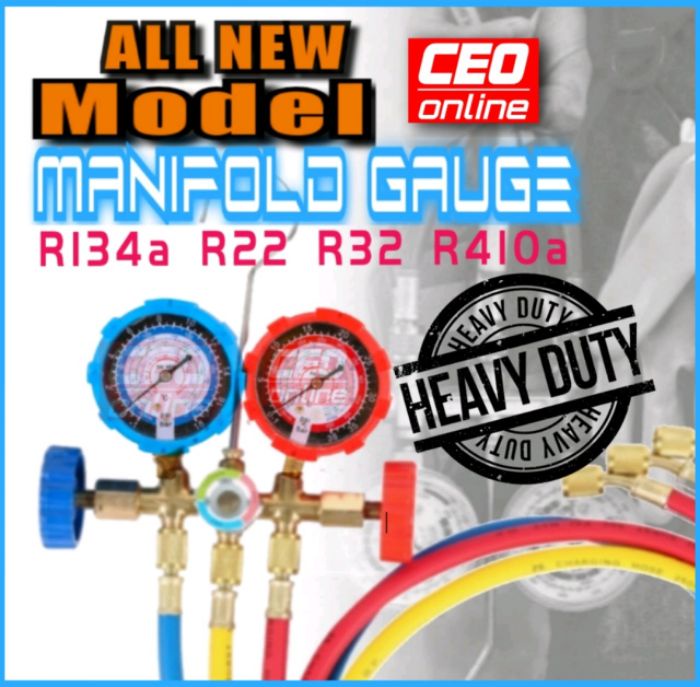 CEO 🇲🇾 Manifold Gauge R22 R134a R404a R12 R410a R32 GAS METER Air Cond Refrrigerant Peti Ais Car ...