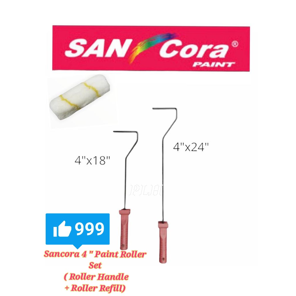 [SANCORA] Paint Roller Set 4" (Roller Handle 16"/24" + Roller Refill 4 ...