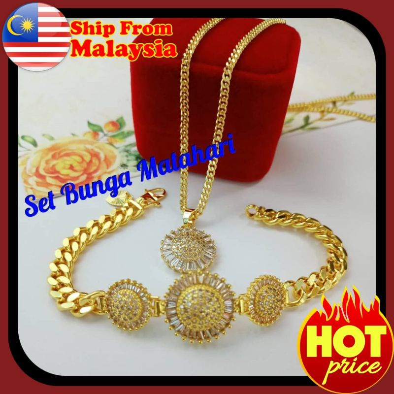 SUASA SD Set Rantai Leher dan Tangan Bunga Matahari Dewasa 🌻 | Shopee Malaysia