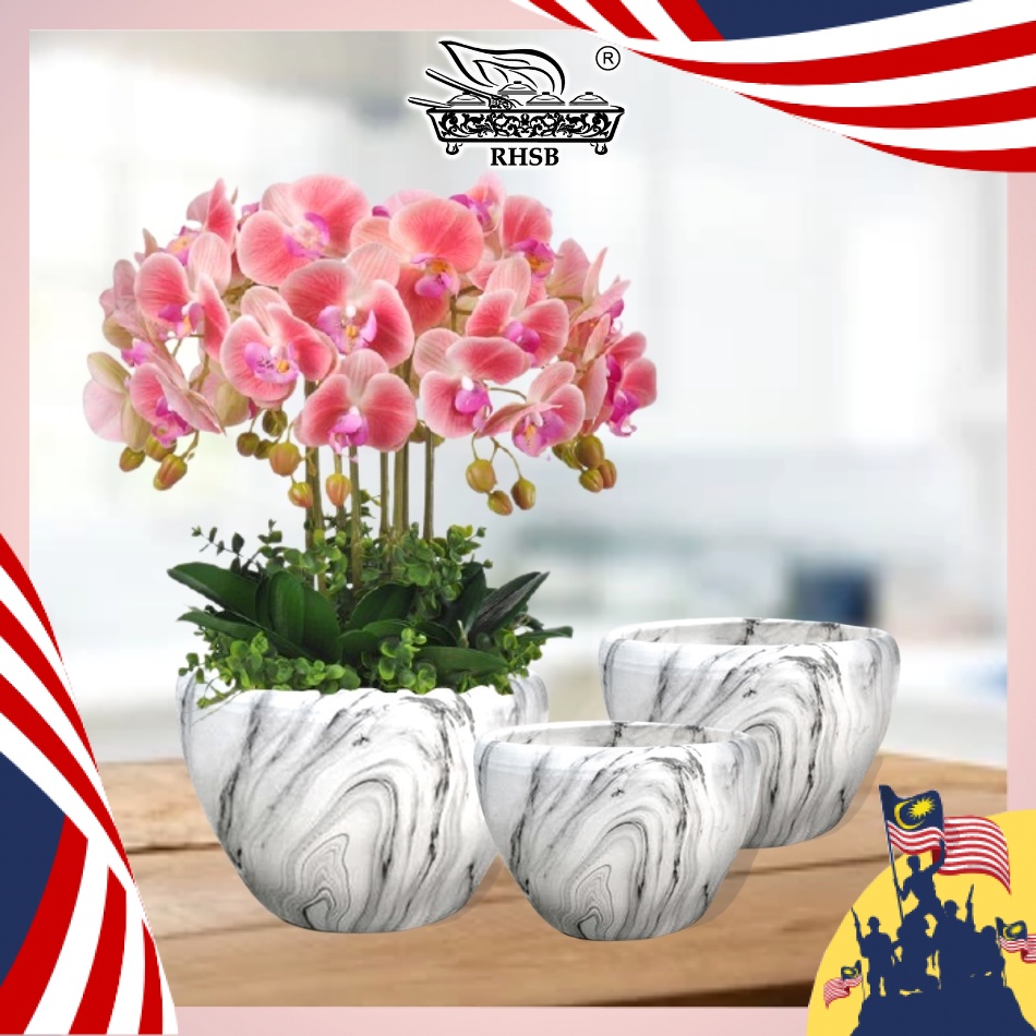 MARBLE VASE / PASU ORKID / CERAMIC VASE / FLOWER POT / PASU POKOK ...