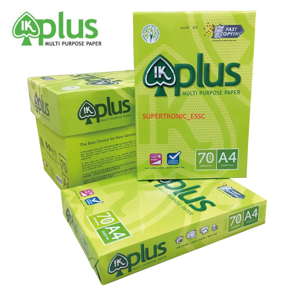5 REAMS (PER BOX) IK PLUS A4 PAPER 70GMS 500's | Shopee Malaysia