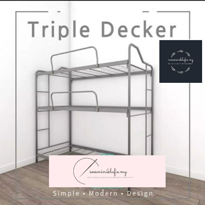 3V Single Triple decker bed/double decker bed/katil 3 tingkat/hostel ...