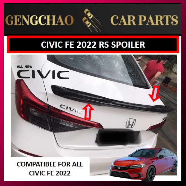HONDA CIVIC FE 2022 RS SPOILER, DUCKTAIL SPOILER, REAR SPOILER GLOSSY ...