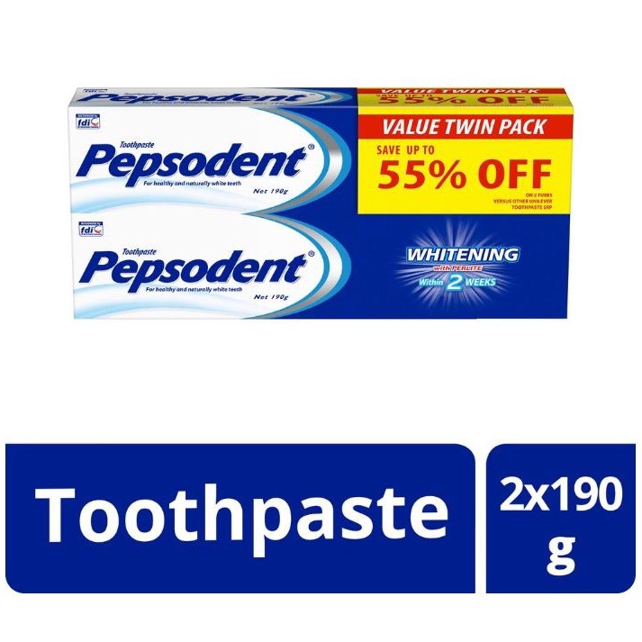 Pepsodent Toothpaste Whitening With Perlite 190g x 2 | Shopee Malaysia