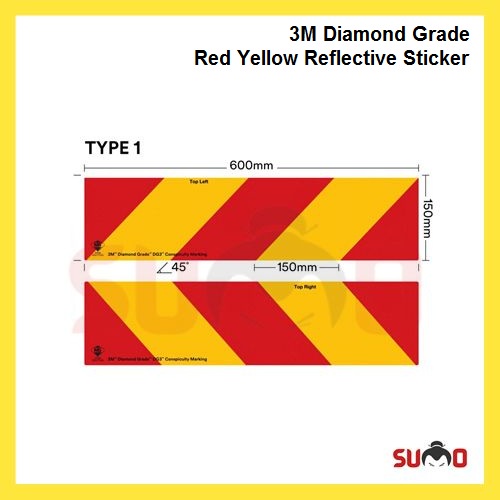 3M Sirim-Certified Diamond Grade Conspicuity Marking Red Yellow ...