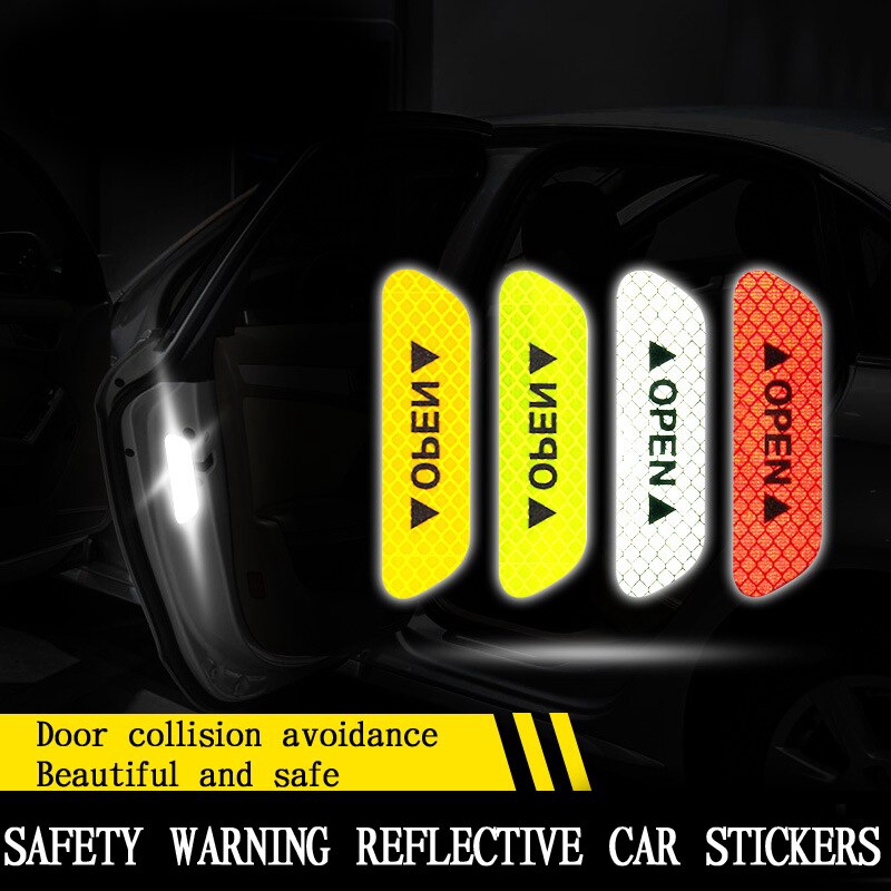 4pcs / Set hot sale Warning Mark Reflective Tape Car Stickers Auto side ...