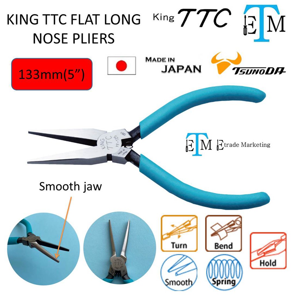 KING TTC FNP-125 FLAT LONG NOSE PLIERS 125mm (5”) MADE IN JAPAN | Shopee Malaysia