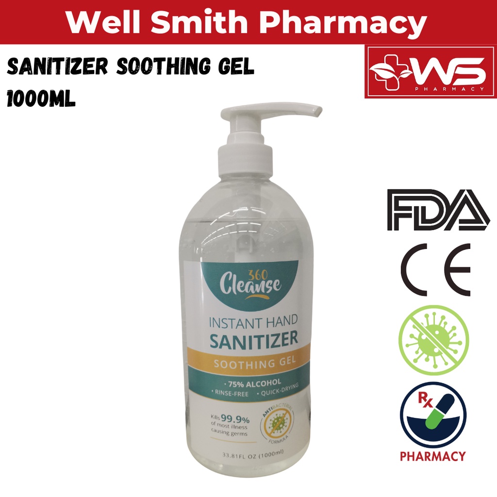 360 Cleanse Instant Hand Sanitizer Soothing Gel 75% Alcohol 1000ml ...
