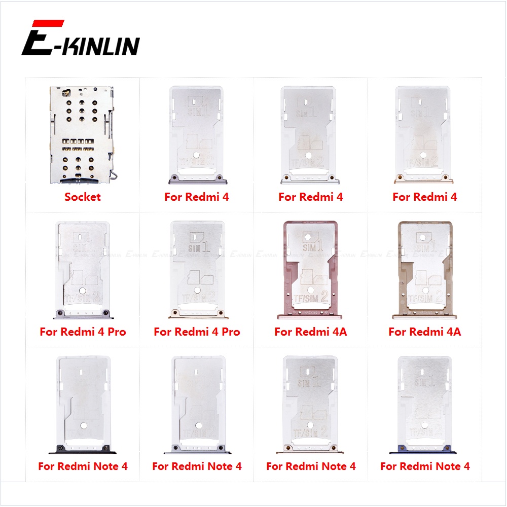 Sim Card Tray Socket Slot Reader Adapter For XiaoMi Redmi 4A 4 Pro Note ...