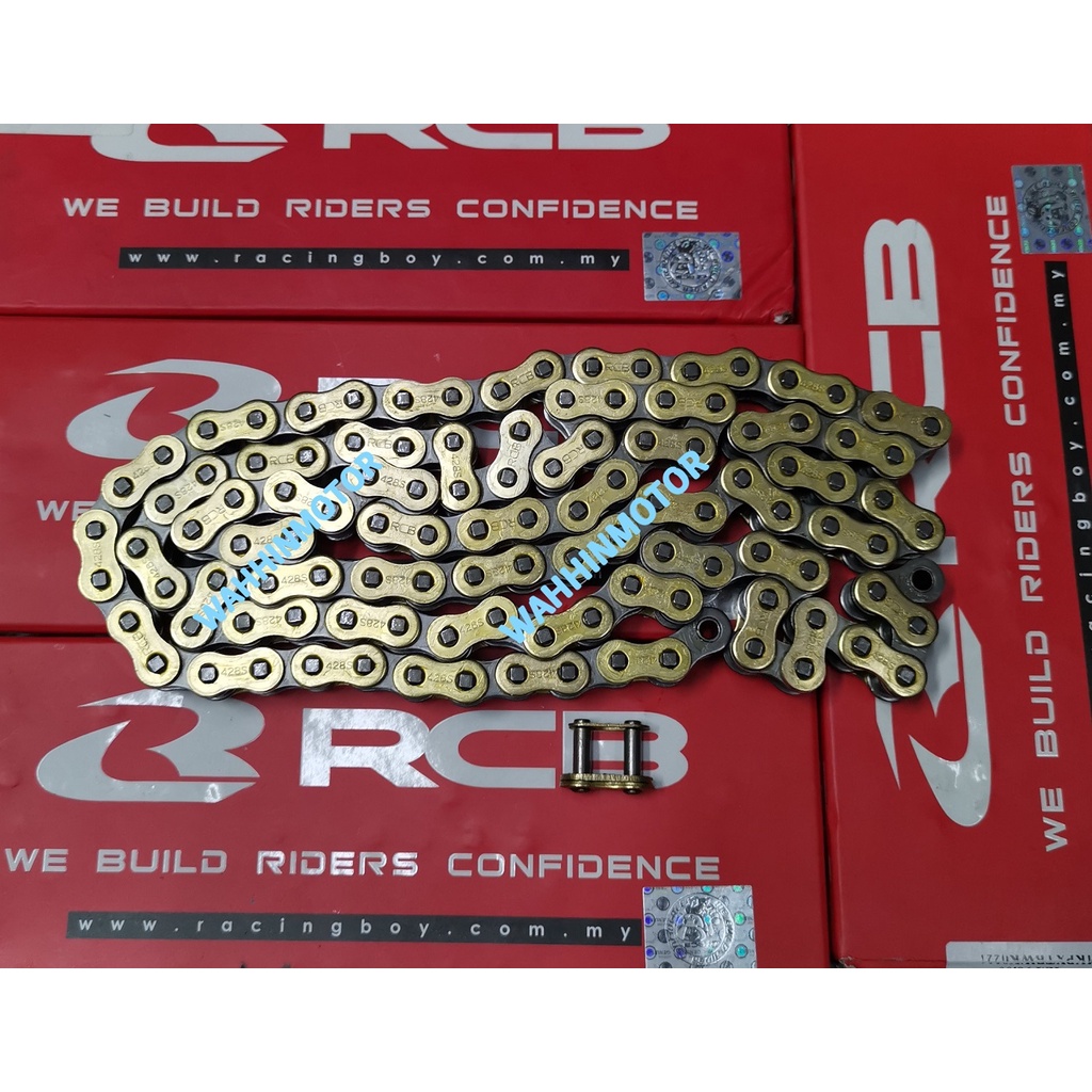 [ RCB ] HEAVY DUTY GOLD COLOUR CHAIN RANTAI SPROCKET 428 415 EX5 LC135 ...