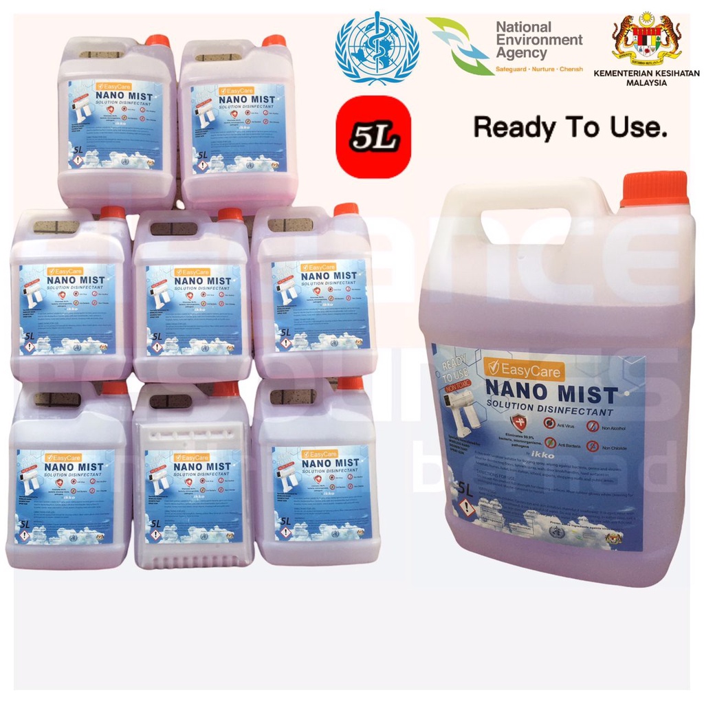 READY TO USE 5L NANO MIST SOLUTION DISINFECTANT Easy Care WHO/KKM/NEA ...