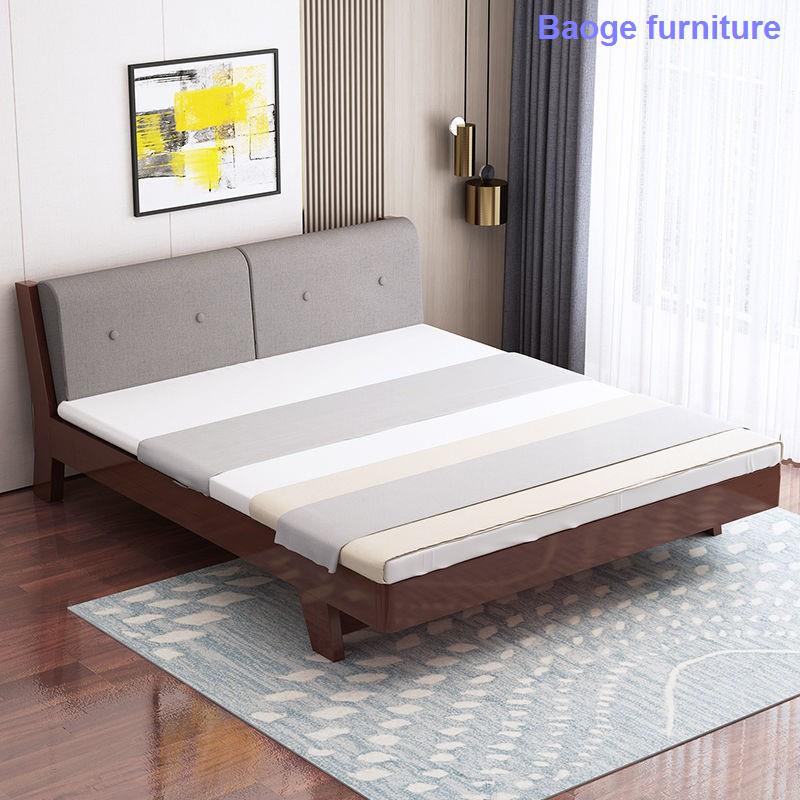 Modern simple solid wood bed, master bedroom, double household adult ...